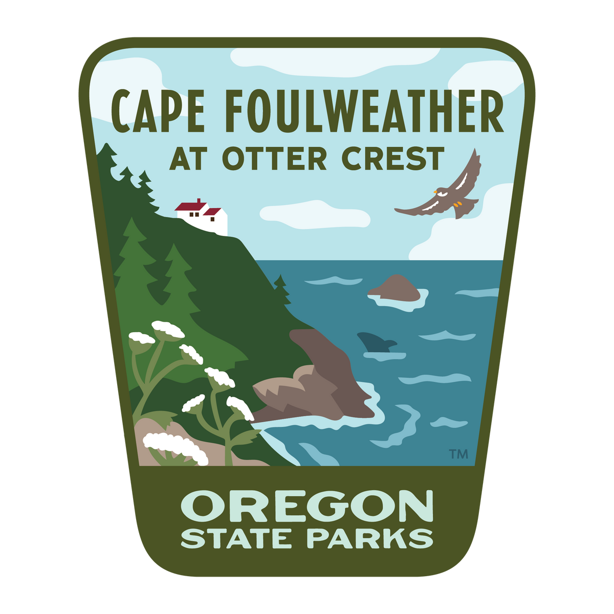 Cape Foulweather at Otter Crest, 3.25” Weatherproof Sticker — Patchmarks